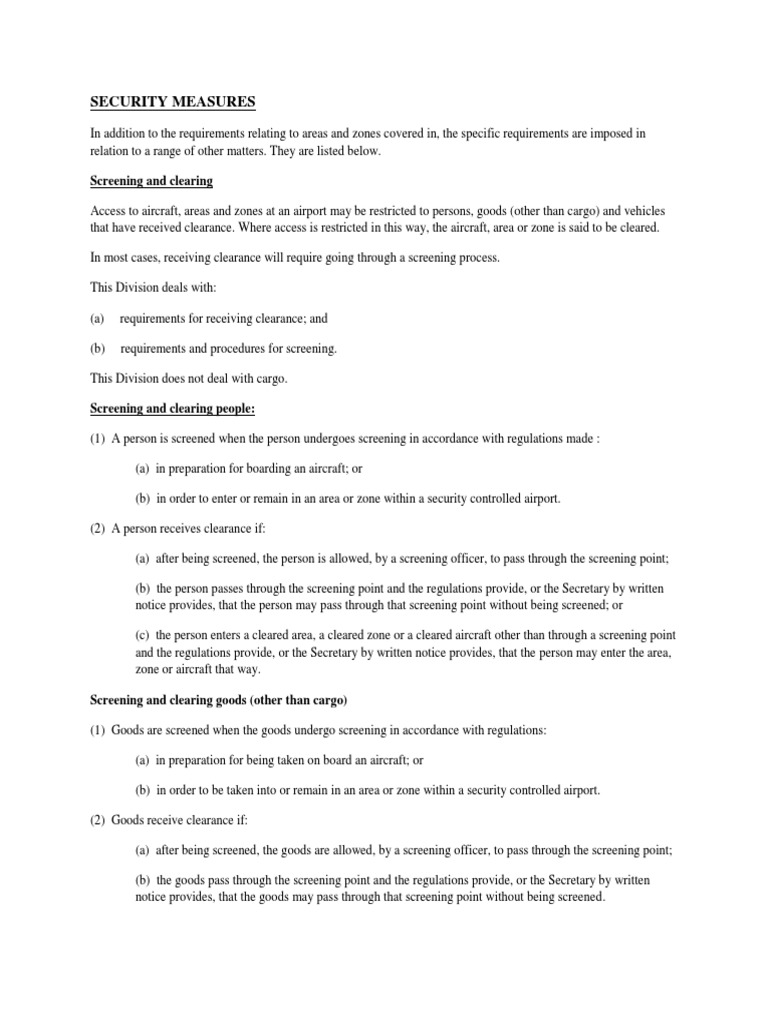 Aviation Security Measures Pdf