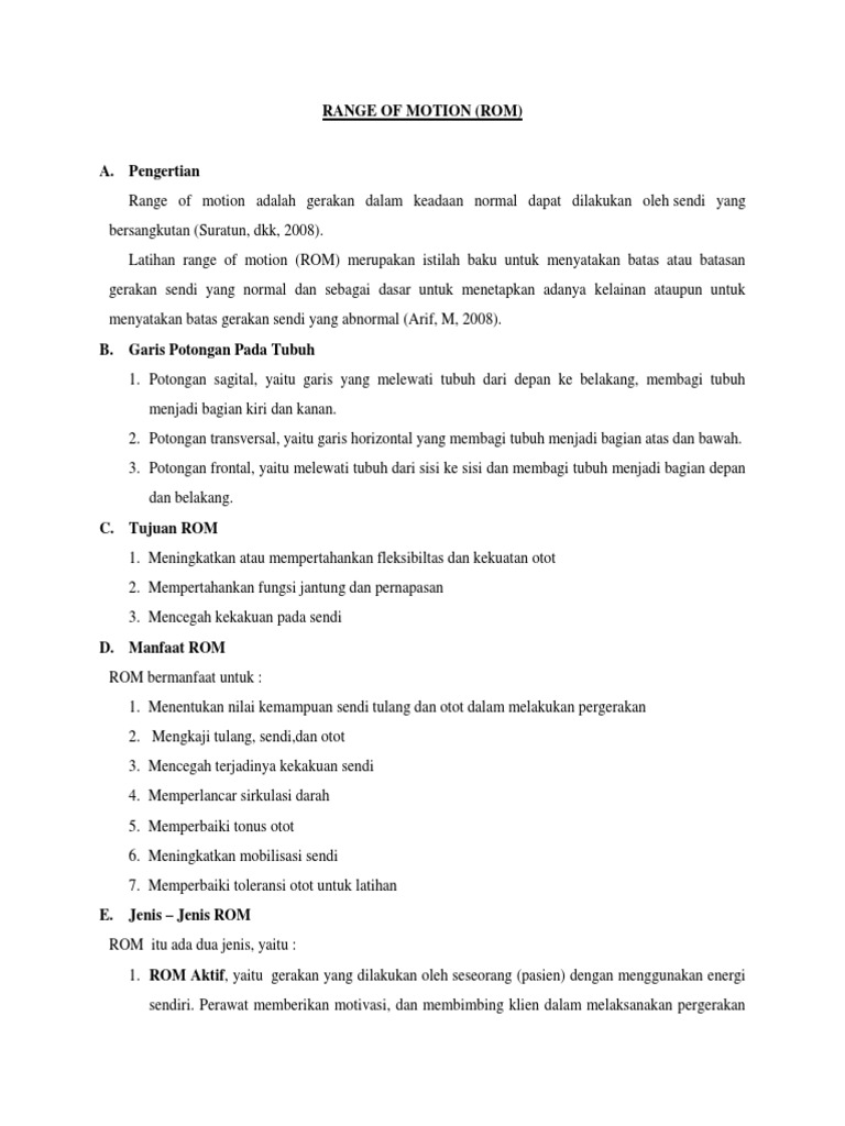 Panduan Latihan Range of Motion | PDF