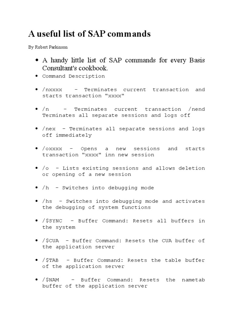 A Useful List of SAP Commands | PDF | Ip Address | Computer Network