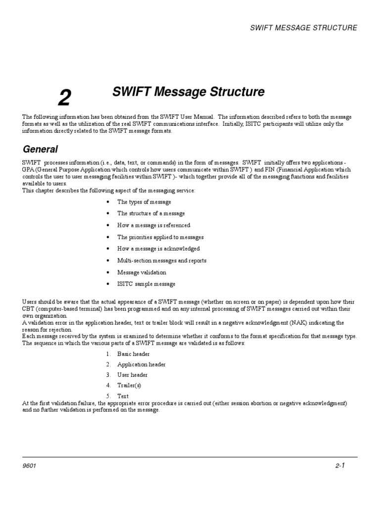 SWIFT Message Structure | PDF