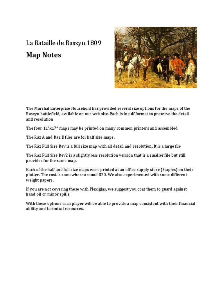 Map Notes: La Bataille de Raszyn 1809 | PDF