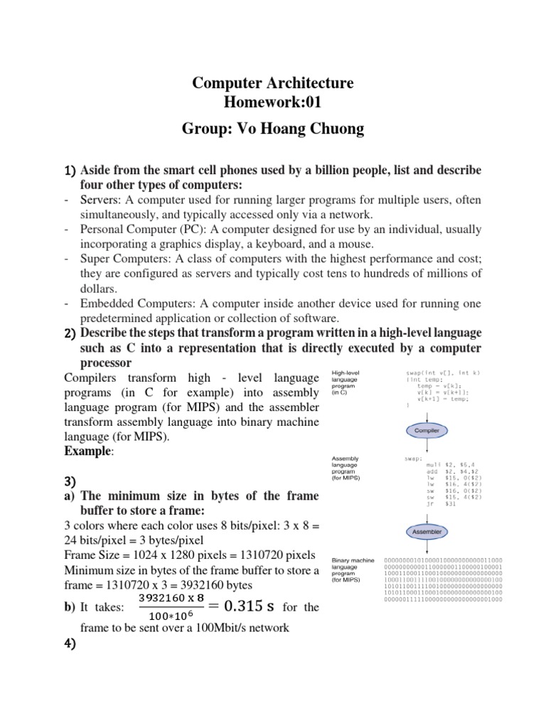 Computer Architecture Homework01 Pdf Computer Program Programming