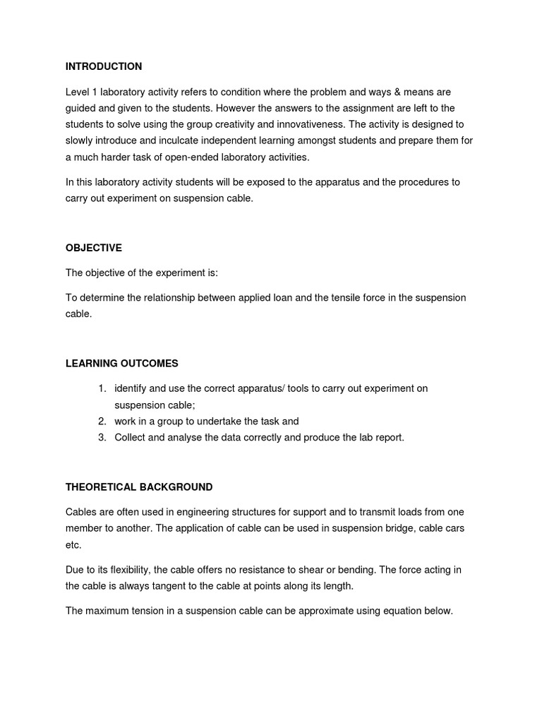 Structure Cable | Download Free PDF | Tension (Physics) | Experiment