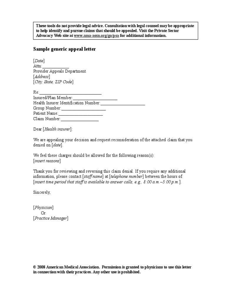 Sample Appeal Letter for Claim Denial | PDF