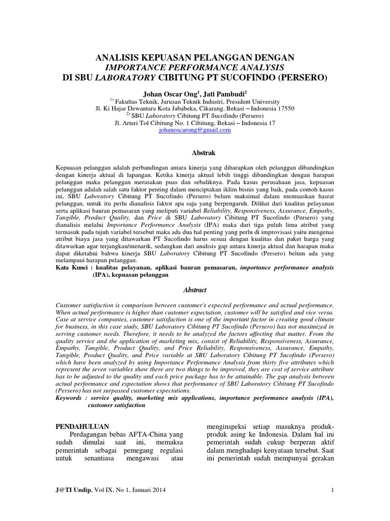 Analisis Kepuasan Pelanggan Dengan Metode Ipa PDF | PDF