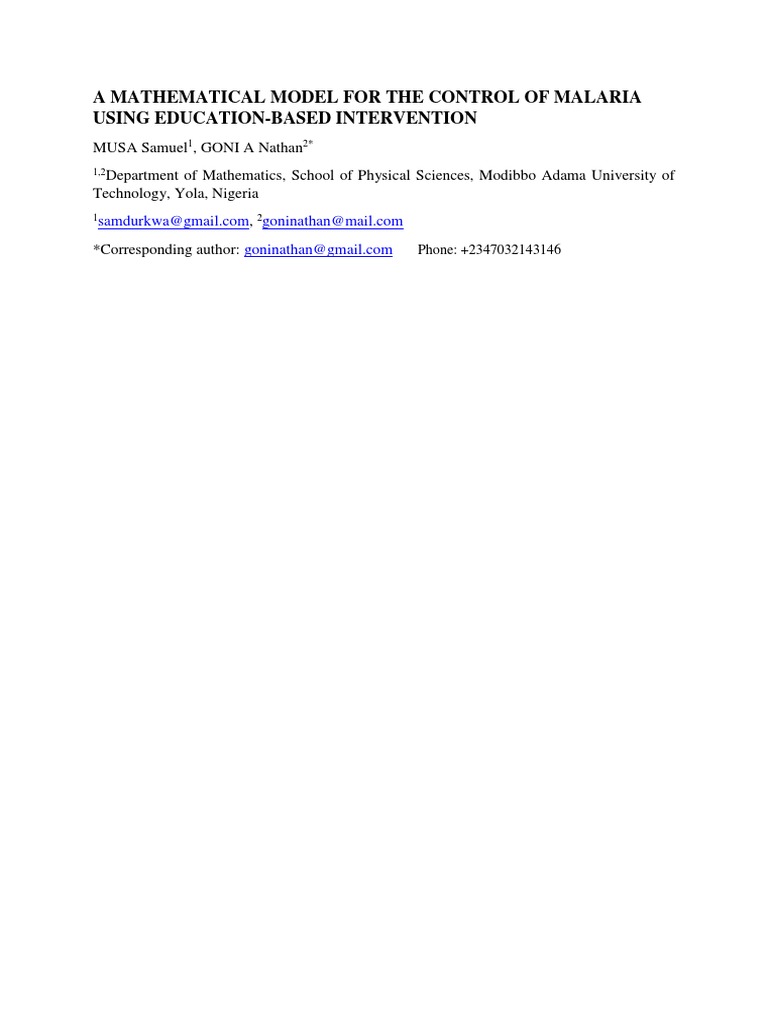 Malaria Control via Education Model | PDF | Malaria | Plasmodium