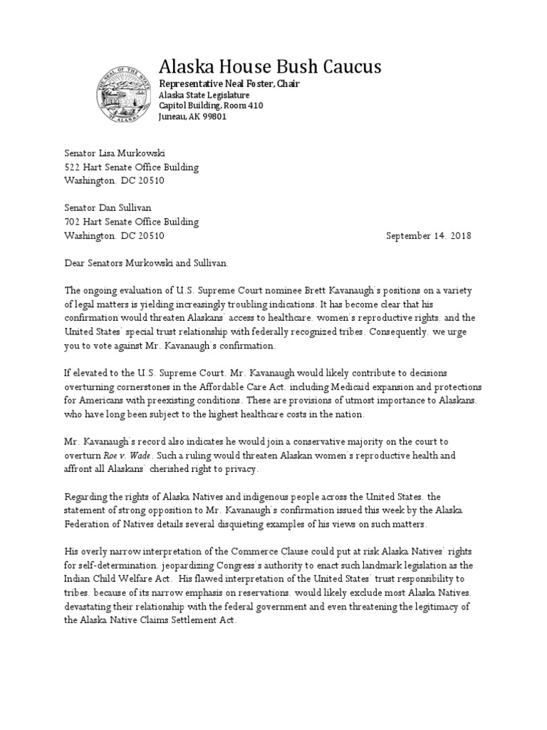 Alaska House Bush Caucus Letter | PDF | Alaska | Patient Protection And ...