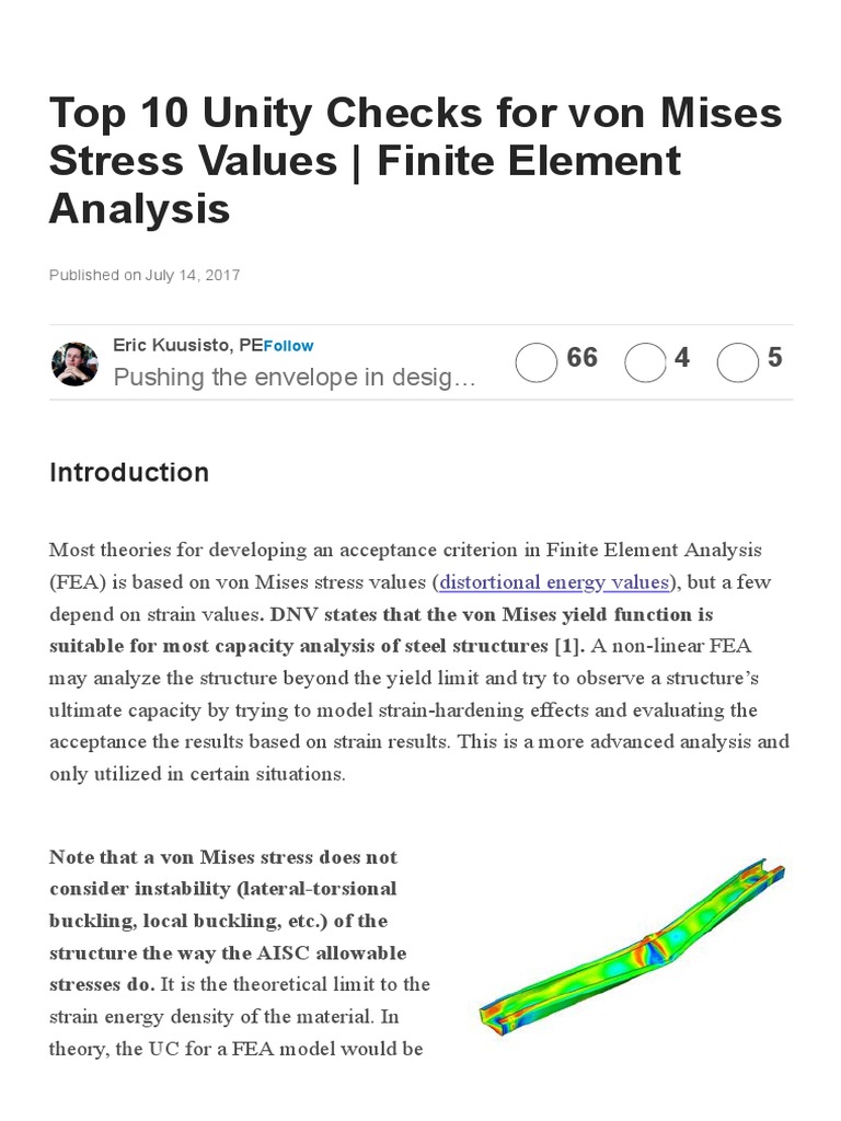 Top 10 Unity Checks For Von Mises Stress Values | PDF | Yield ...