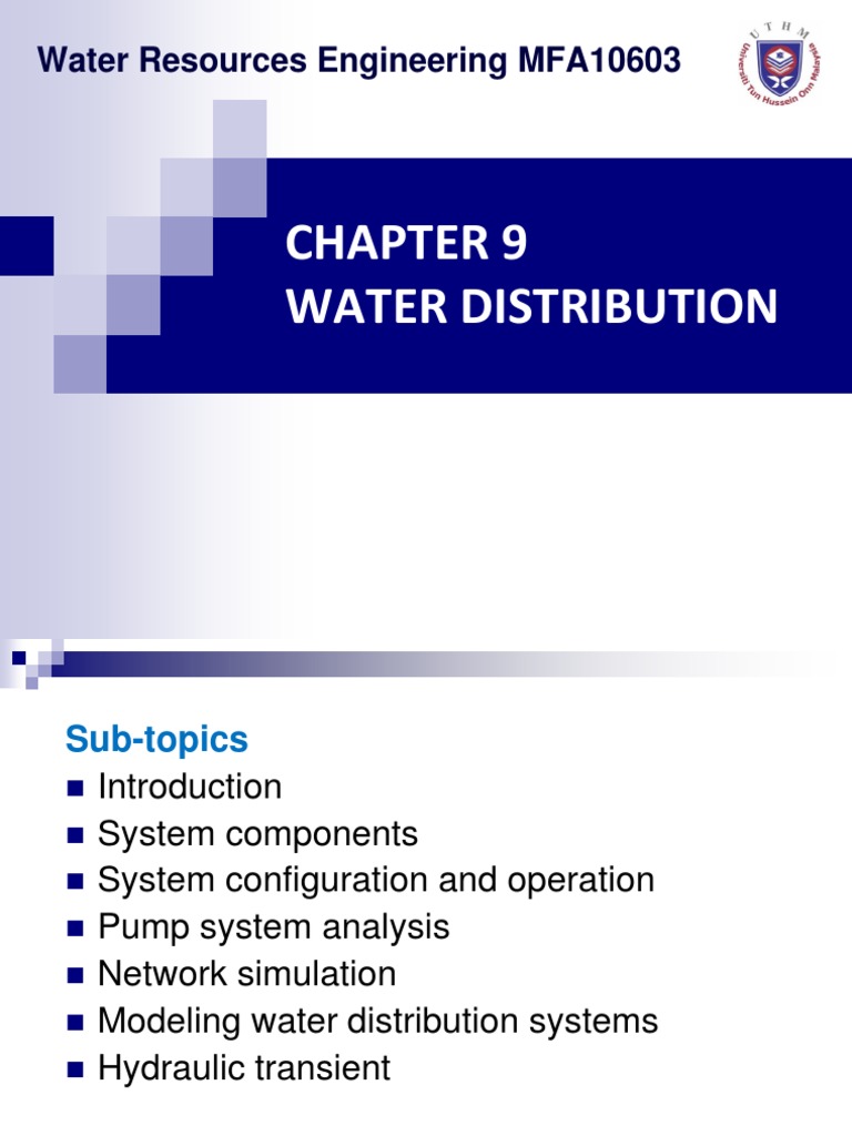 Water Distribution Systems Overview | PDF | Computer Simulation | Pump
