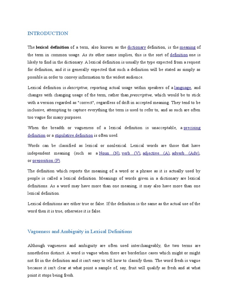 Lexical Definition | PDF | Definition | Semantics