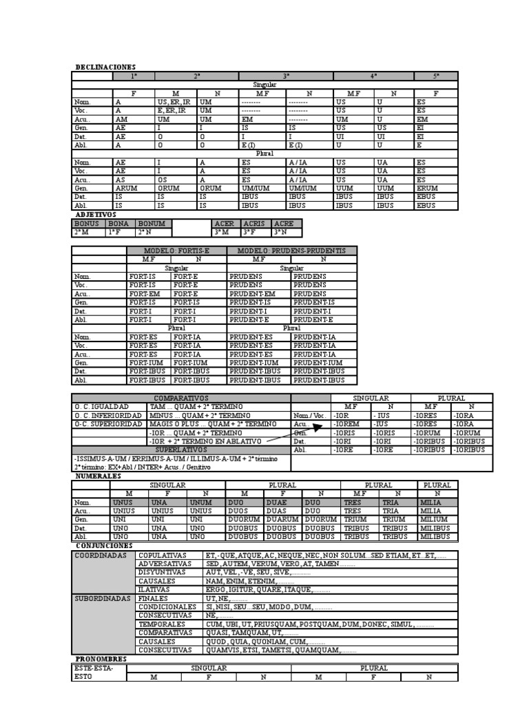 Esquema Gramática Latina | PDF | Verbo | Sintaxis