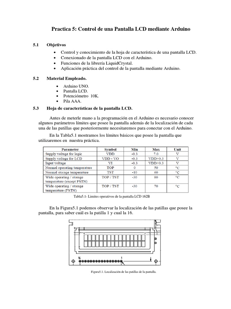 Uso de Liquid Crystal | PDF | Pantalla de cristal líquido | Arduino