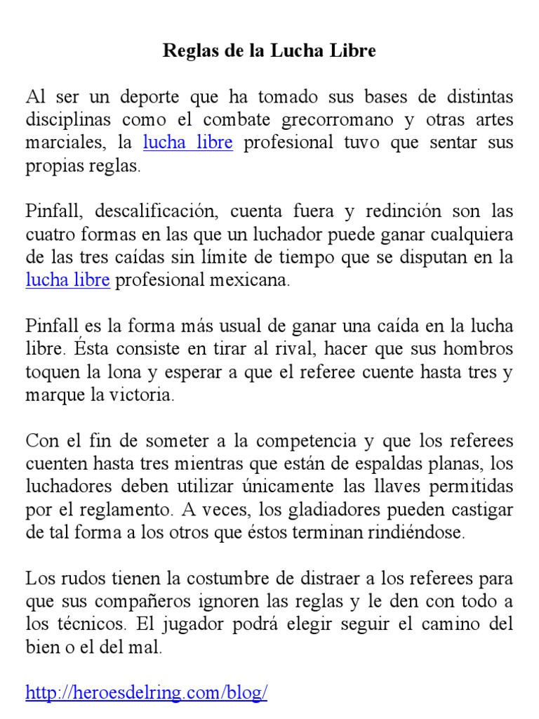 Reglas de La Lucha Libre | PDF