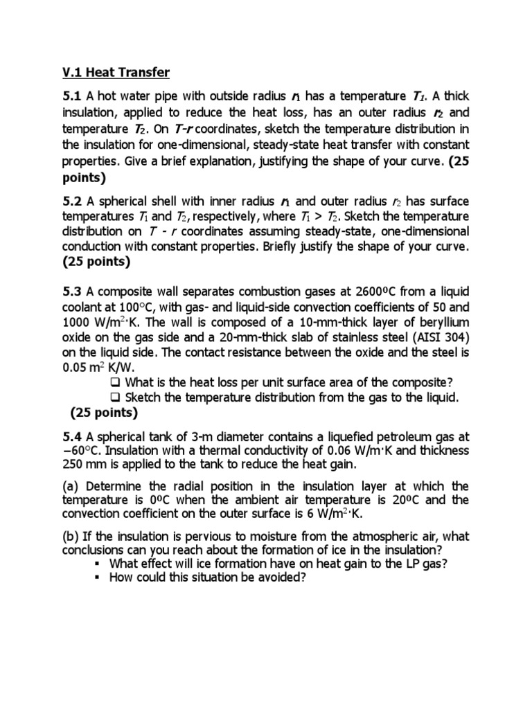 Heat Transfer Exam Problems and Solutions | PDF | Thermal Insulation ...