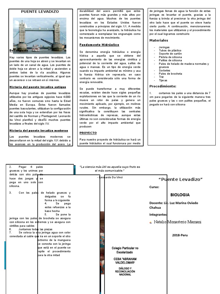 Triptico Puente Levadizo | PDF | Hidráulica | Puente Triptico Puente Levadizo | PDF | Hidráulica | Puente