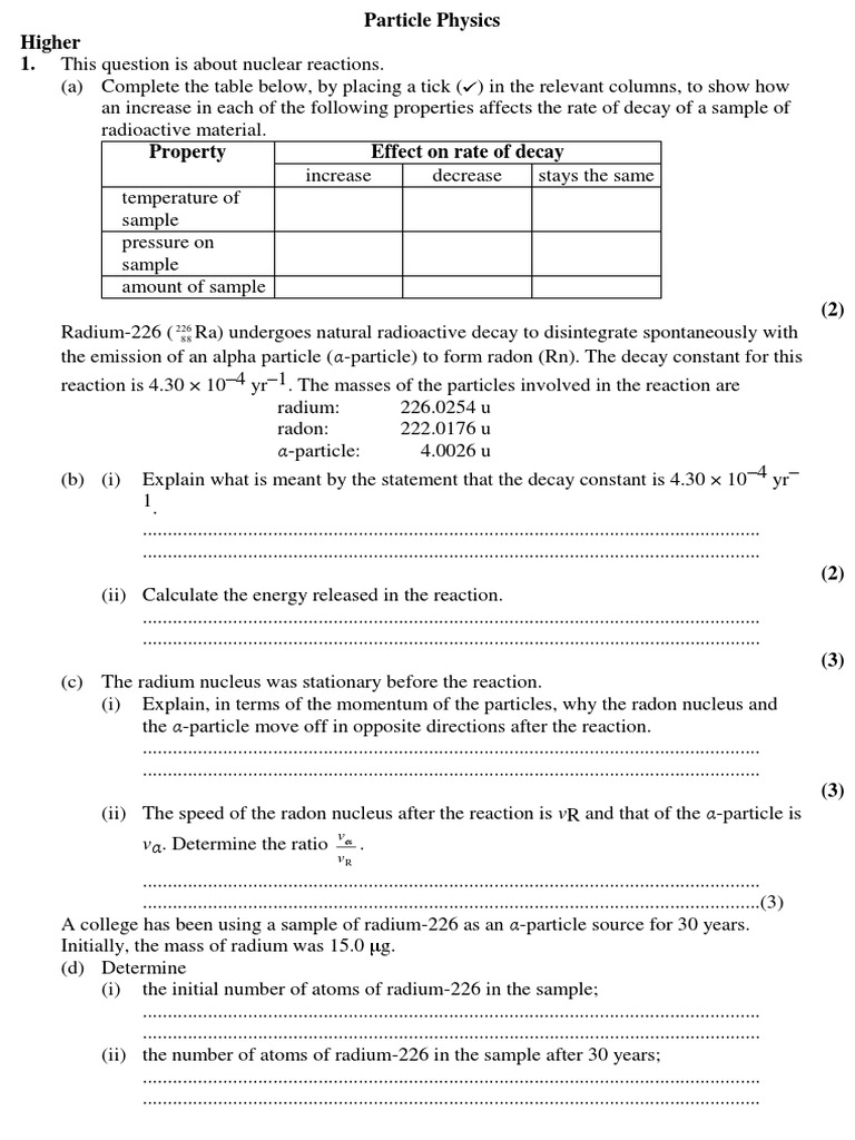 Particle Physics Questions | PDF | Elementary Particle | Hadron