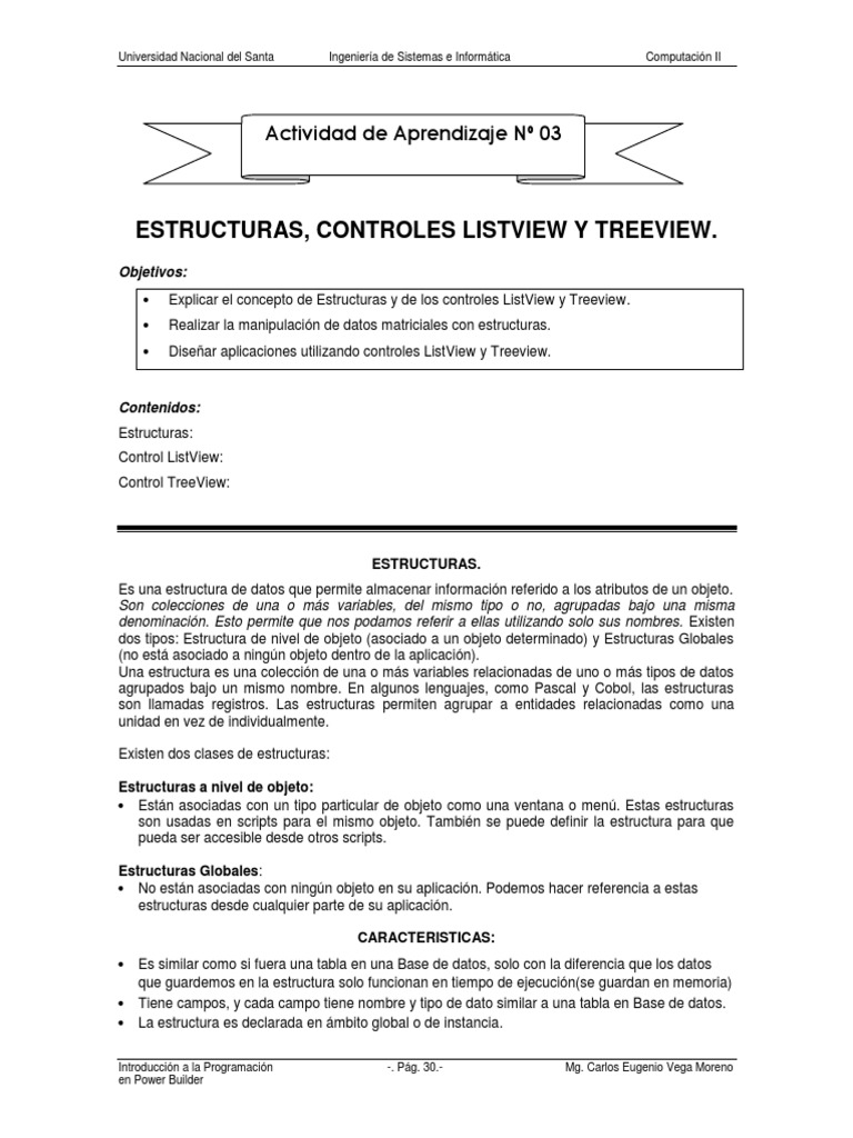 Sesion 3 - Estructuras, Controles y ListView TreeView | PDF | Object (Computer Science ...