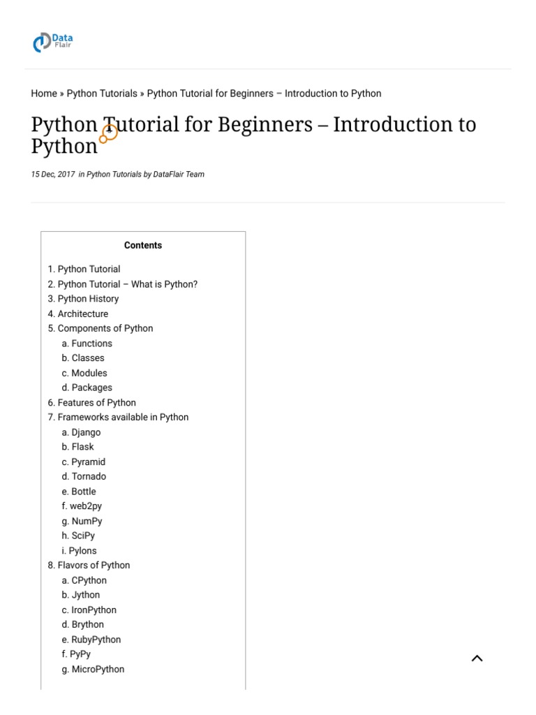 1 Python Tutorial For Beginners Introduction To Python Dataflair