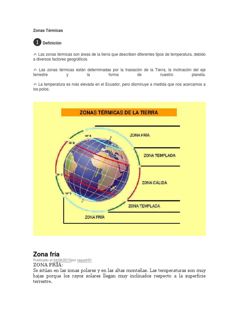 Zonas Térmicas de la Tierra: Definición y Tipos | PDF | Tierra | Ecuador