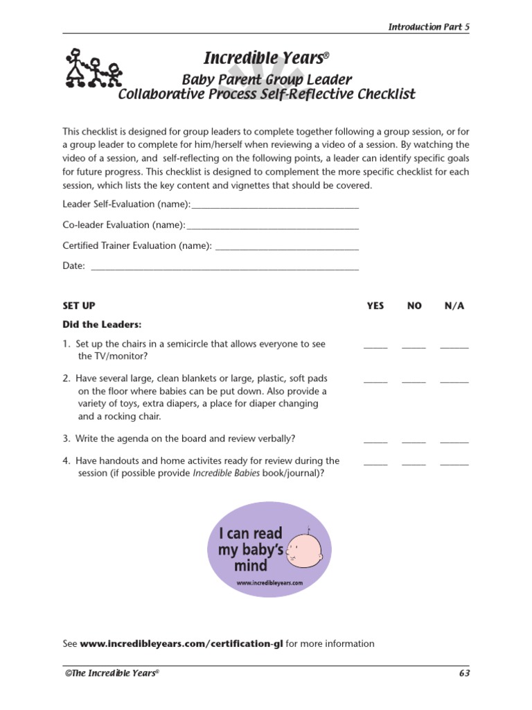 Baby Program Collaborative Process Checklist 083117 | PDF | Behavior Modification | Neuroscience