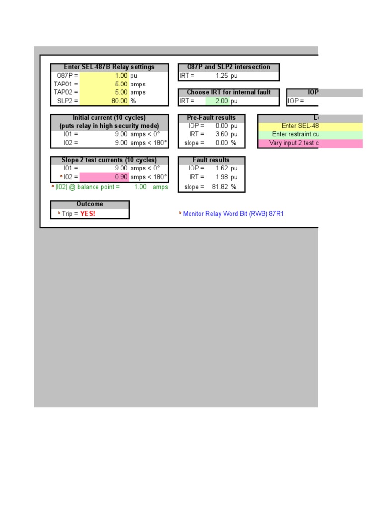487B Slope 2 Calculations and Test Values - r02 | PDF | Electrical ...