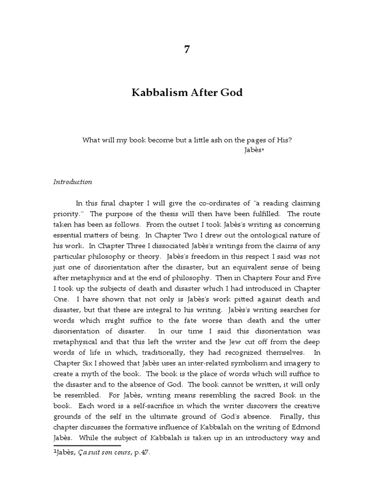 Edmond Jabes and Kabbalism After God | PDF | Torah | Kabbalah