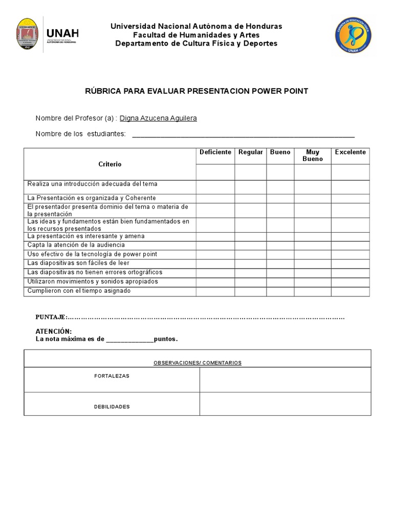 Rúbrica para Evaluar Presentaciones PowerPoint | PDF | Crecimiento ...