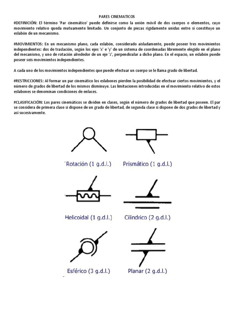 Tipos e Definição de Pares Cinemáticos | PDF | Ciências e Matemática ...