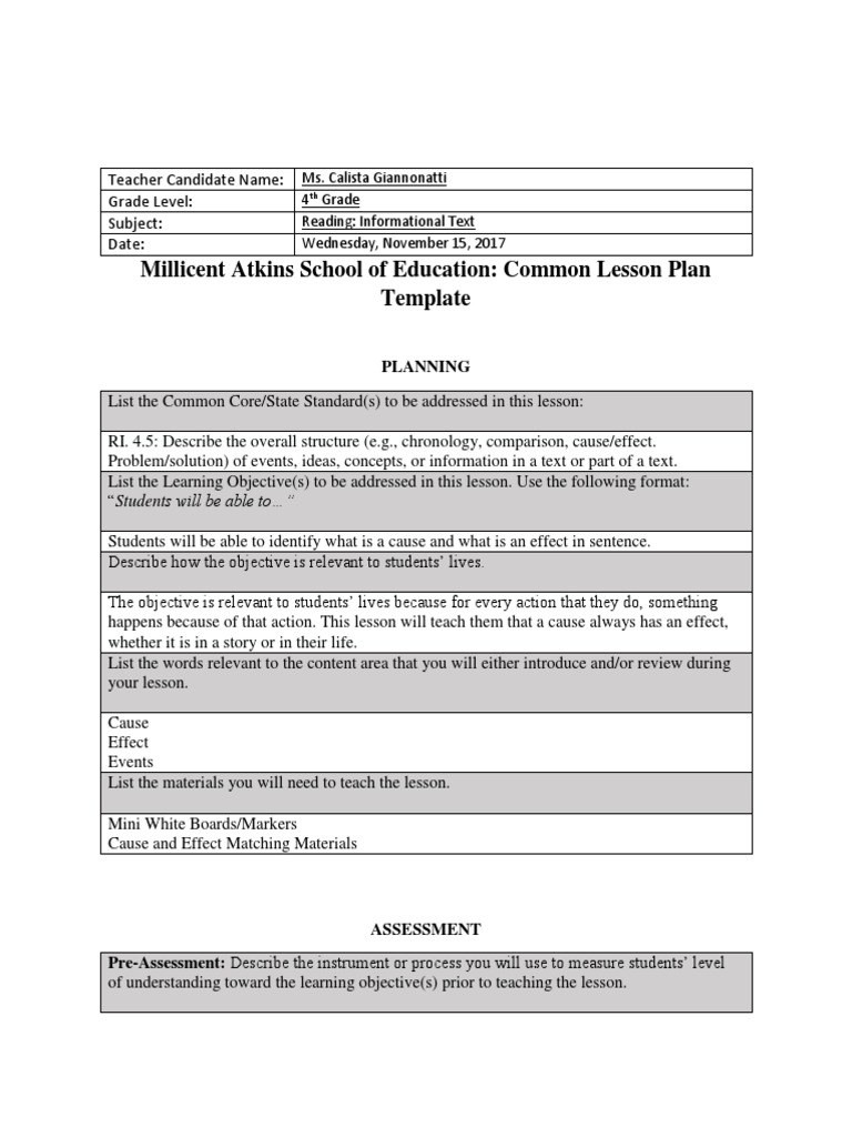 Whole Group Lesson Cause and Effect | PDF | Lesson Plan | Causality