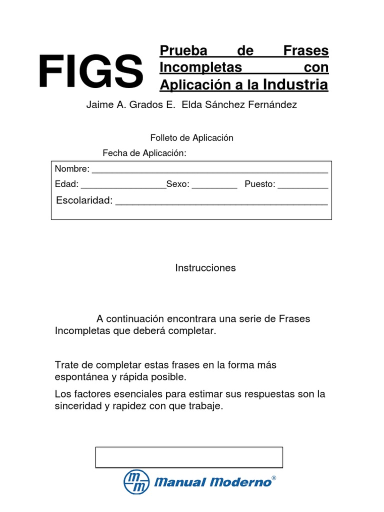 FIGS Prueba de Frases Incompletas | PDF | Agitación | Violencia