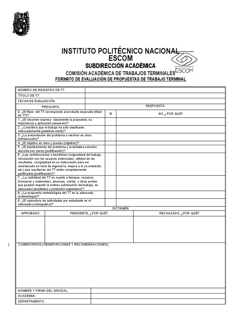 Eval Form Protocolo | PDF