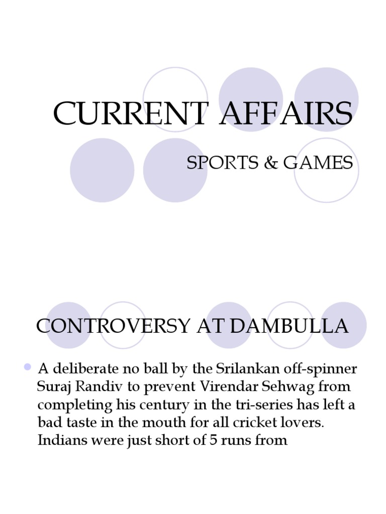 Sports - Current Affairs | PDF | Summer Sports | Ball Games