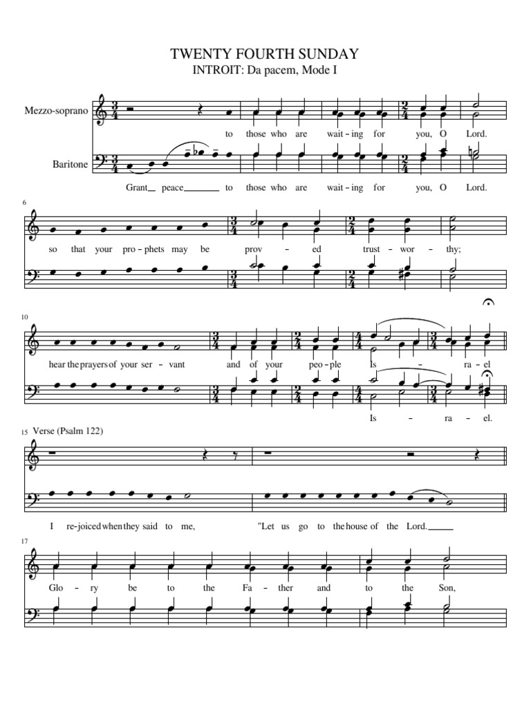 Twenty Fourth Sunday Introit Da Pacem, Mode I | PDF | Christian Worship ...