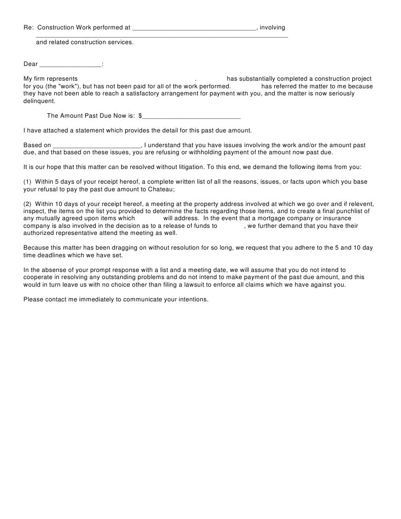 Demand Letter for Construction Payment | PDF