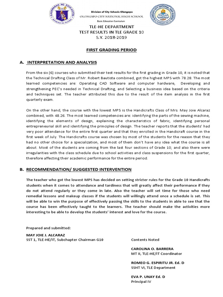 MPS Grade 10 Consolidated Interpretation | PDF | Educational Psychology ...