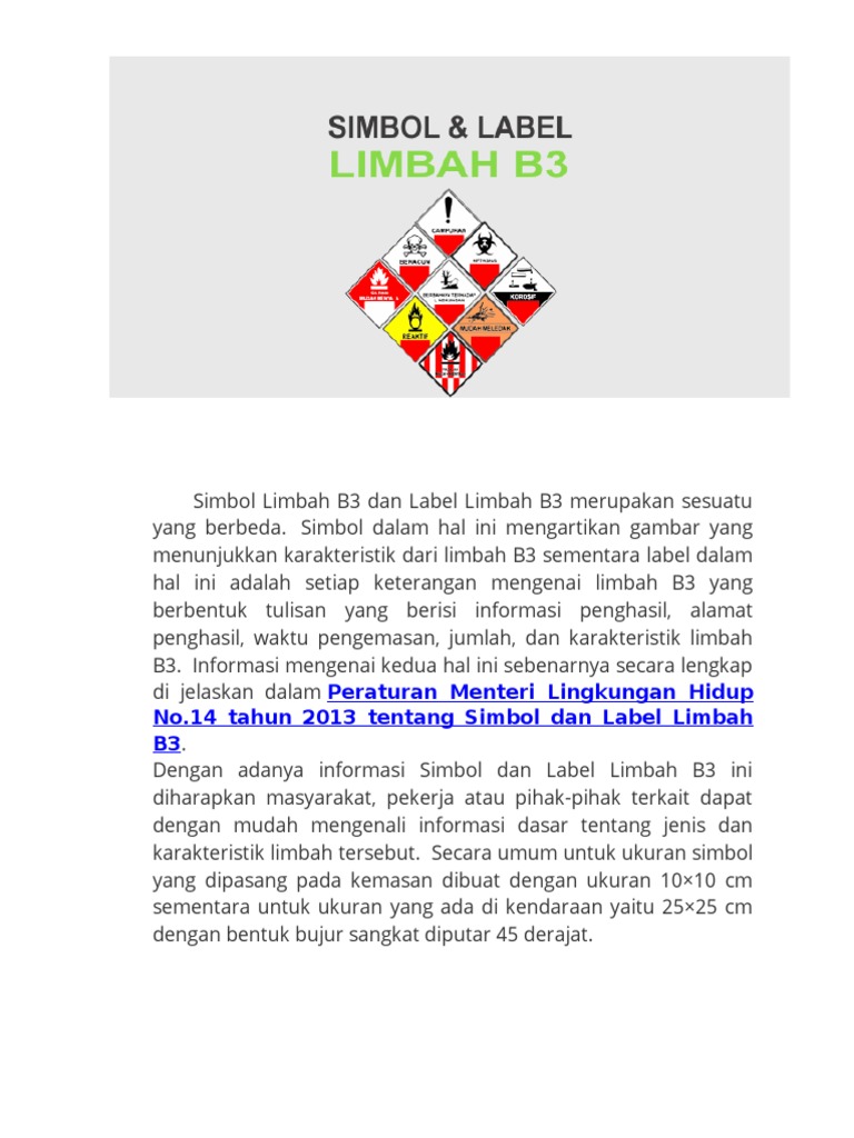 Simbol Limbah B3 Dan Label Limbah B3 | PDF