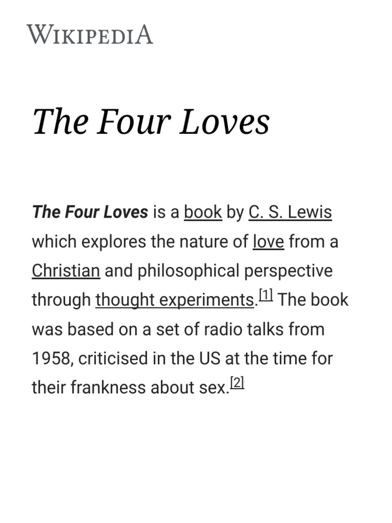 The Four Loves - Wikipedia PDF | PDF | Emotions | Love