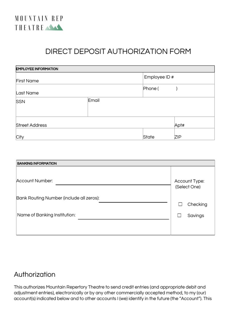 Direct Deposit Form (Word) | PDF