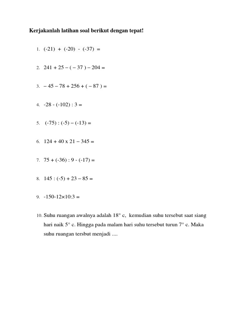 Kerjakanlah Latihan Soal Berikut Dengan Tepat | PDF