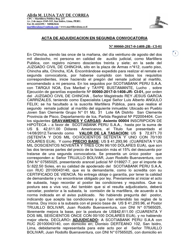 Acta de Adjudicacion | PDF