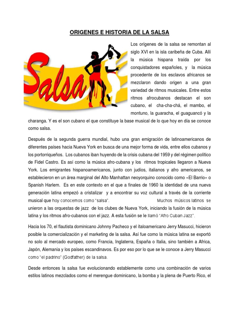 Origenes e Historia de La Salsa | PDF | Musica centroamericana | Música ...