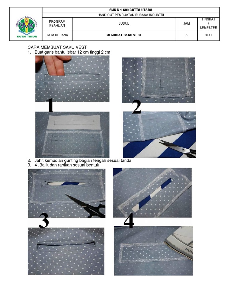 Cara Membuat Saku Vest Simple | PDF