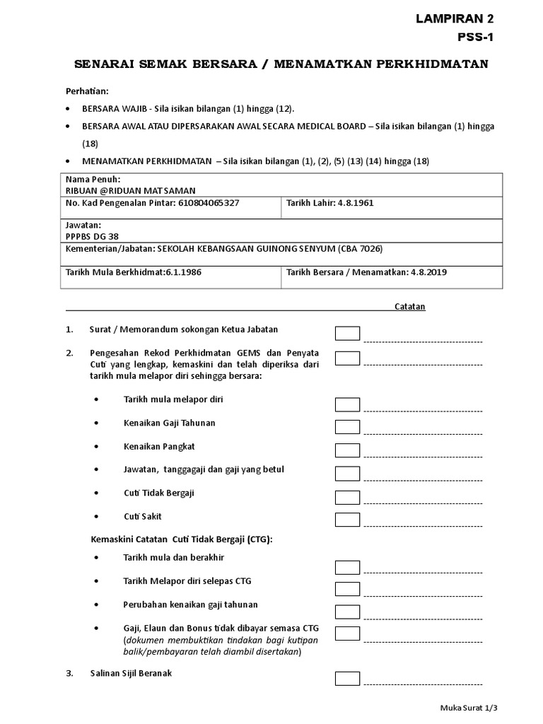 Senarai Semak Bersara | PDF