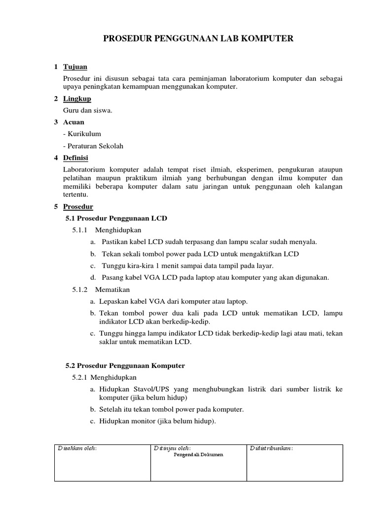 Sop Laboratorium Komputer Smk - Materi Soal
