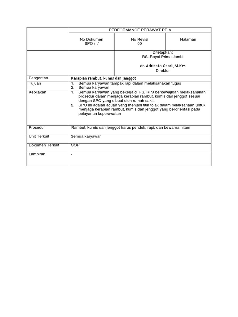 SOP Rambut Pria | PDF
