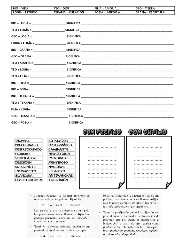Prefijos y Sufijos | PDF