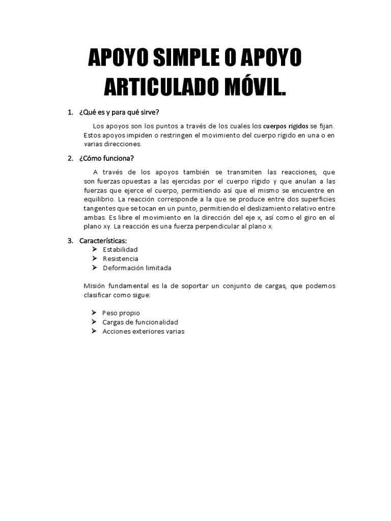 Los tipos de apoyos y su función en la transmisión de fuerzas y ...