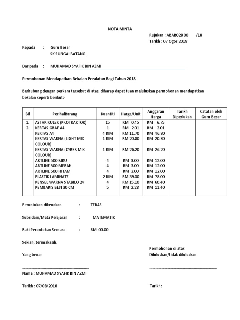 Nota Minta Math | PDF