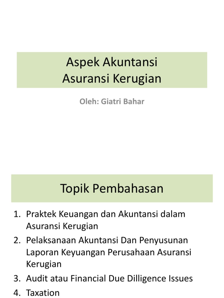 Aspek Akuntansi Asuransi Kerugian-Presentasi | PDF