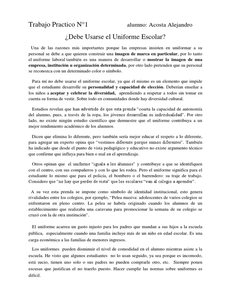 Desventajas del uniforme escolar | PDF | Ropa | Sicología